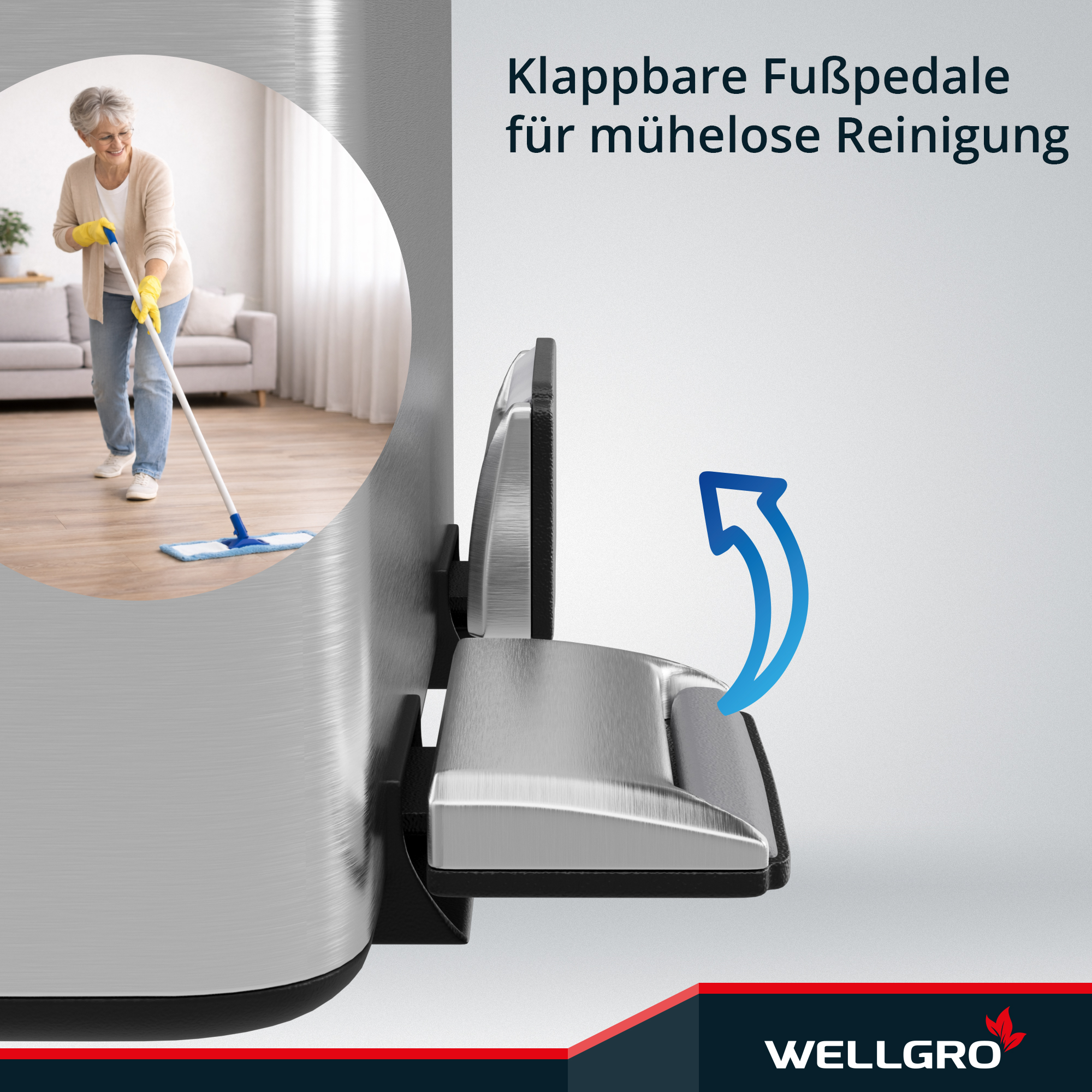 WELLGRO Mülleimer Küche 30 Liter – Edelstahl Treteimer 2x15 Liter mit ...