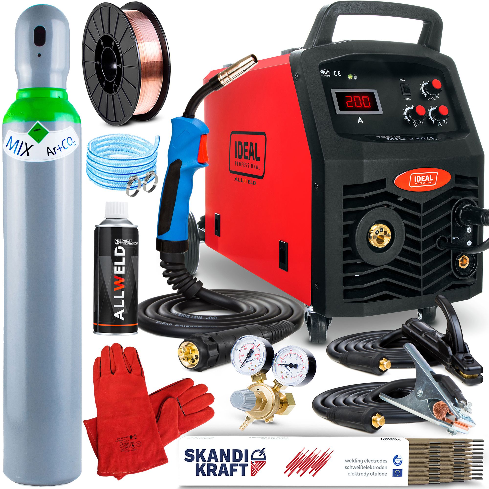 IDEAL TECNO MIG 230/1 PRO IGBT Schweißgerät MIG MAG MMA WIG 230V 50/60 ...