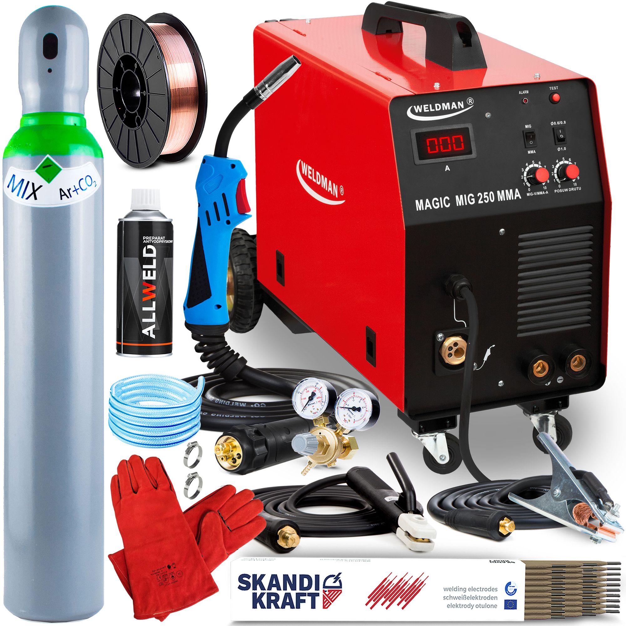 WELDMAN MAGIC MIG 250 MMA Schweißgerät MIG MAG MMA 230V 50Hz 40-200A ...