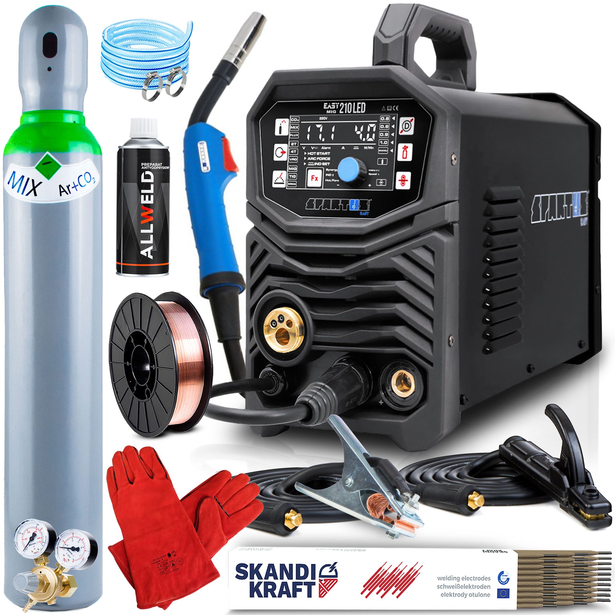 SPARTUS EasyMIG 210 LED Schweißgerät MIG MAG MMA WIG 230V 50Hz 50-200A ...