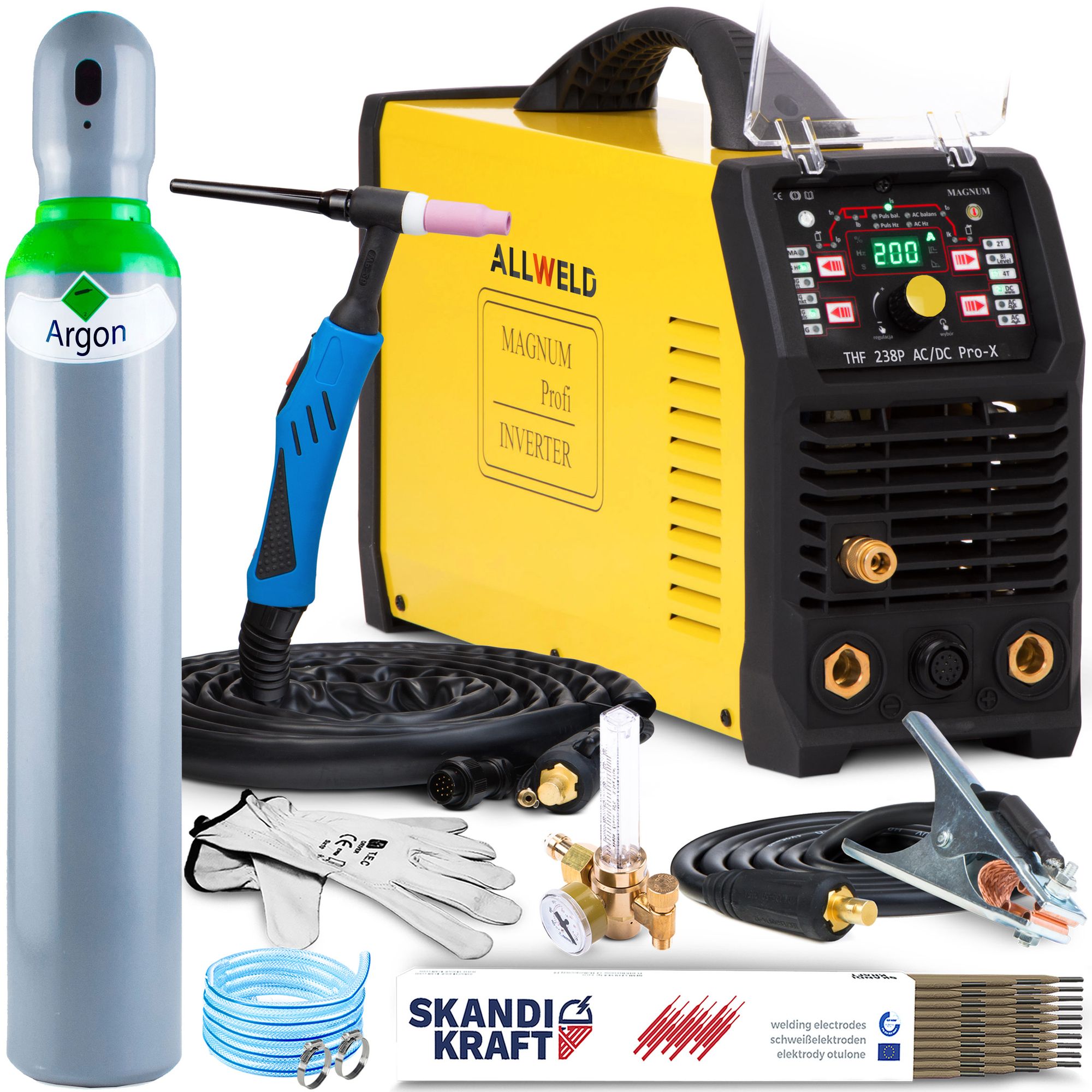 MAGNUM THF 238 P AC/DC PRO-X Schweißgerät WIG AC/DC MMA 230V 50Hz 10 ...