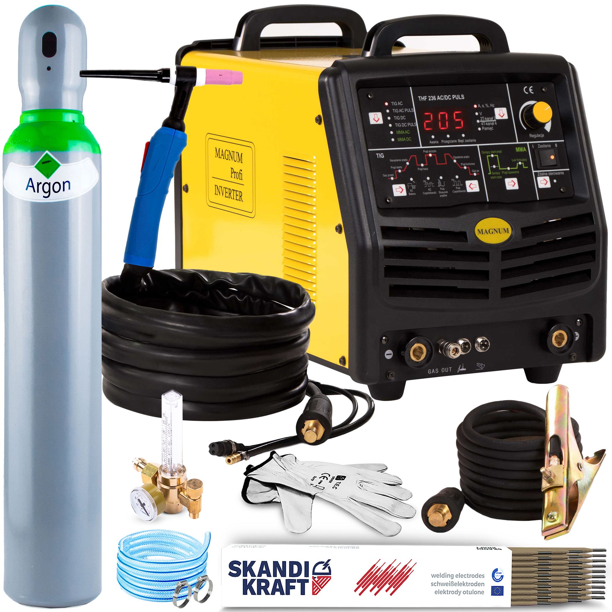 MAGNUM THF 236 AC/DC PULS Schweißgerät WIG AC/DC MMA 230V 50Hz 10-200A ...