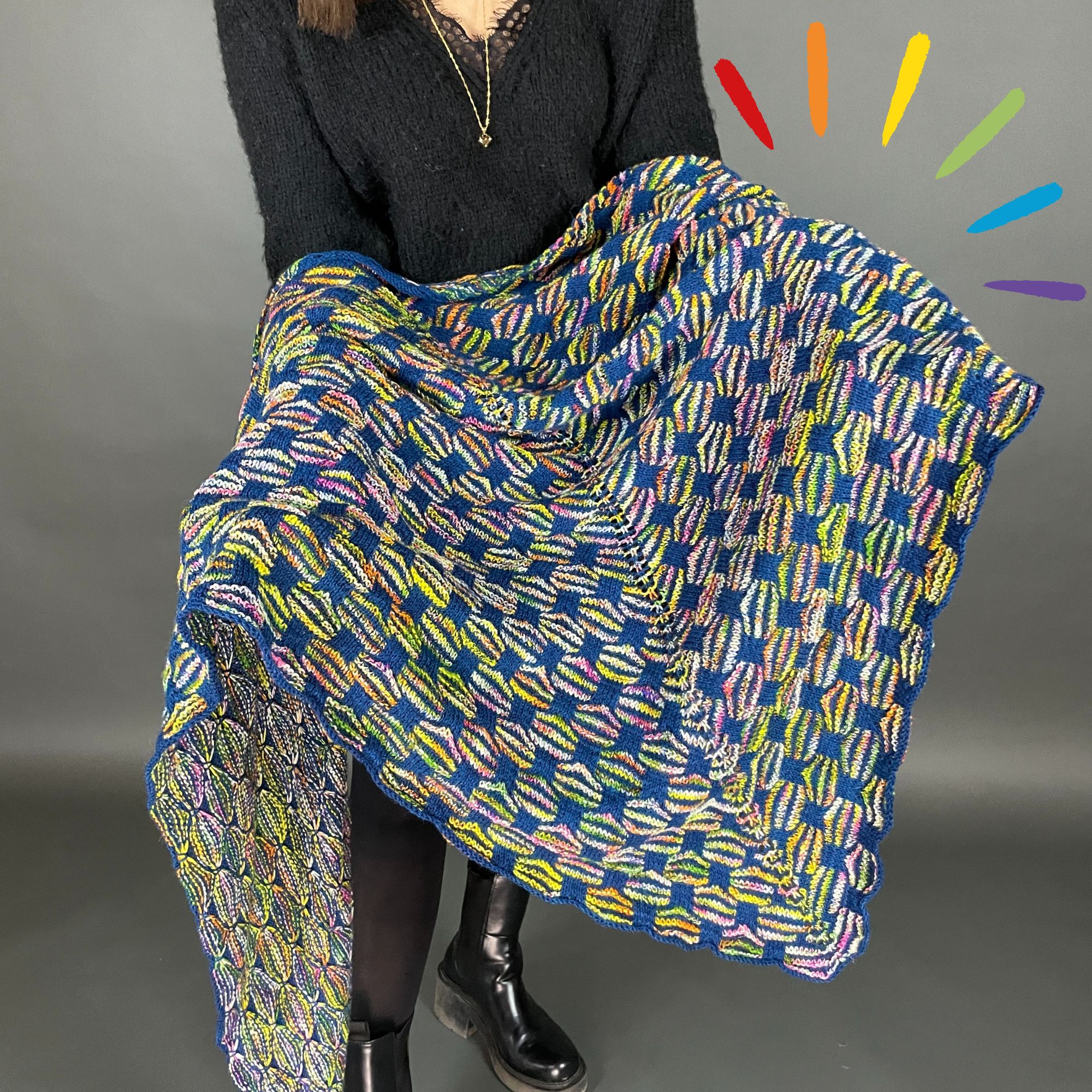 StrickSet inkl. PDF-Strickanleitung Creativo Dreieckstuch Rainbow Wall