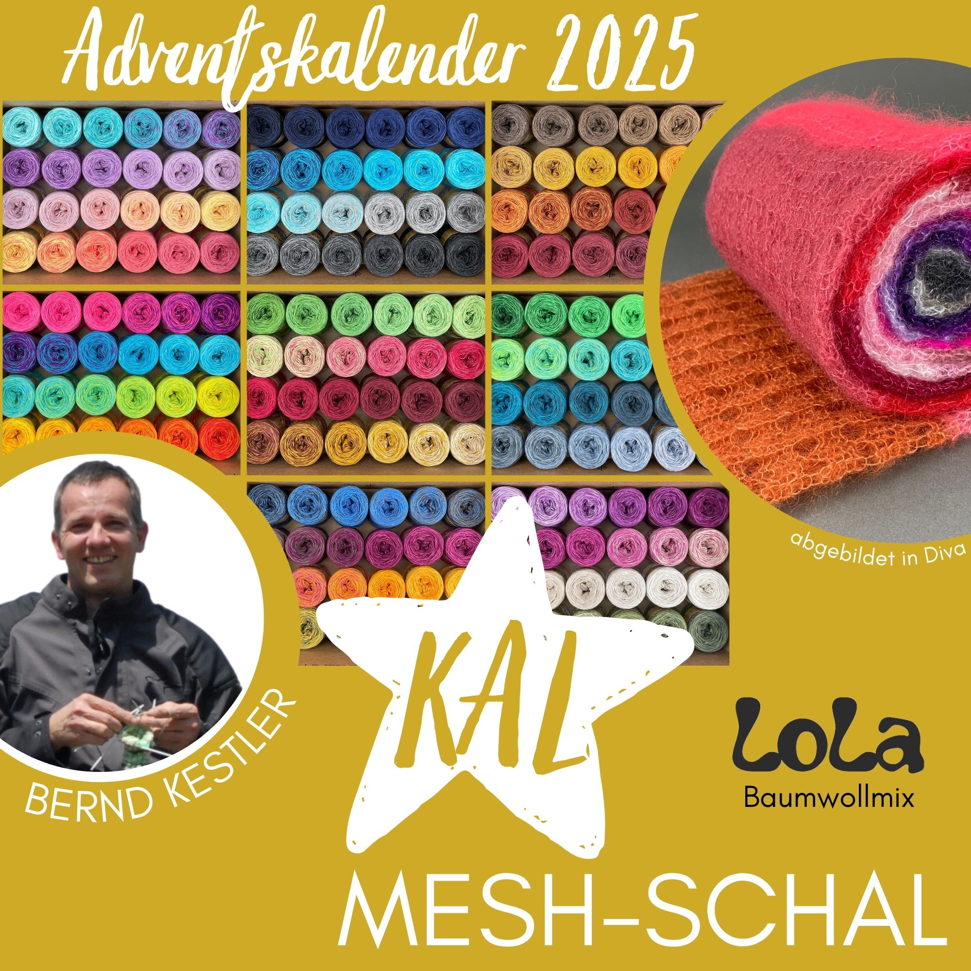 Adventskalender 2025 inkl. Mystery Lace-KAL LoLa Baumwollmix 24x 25g ...