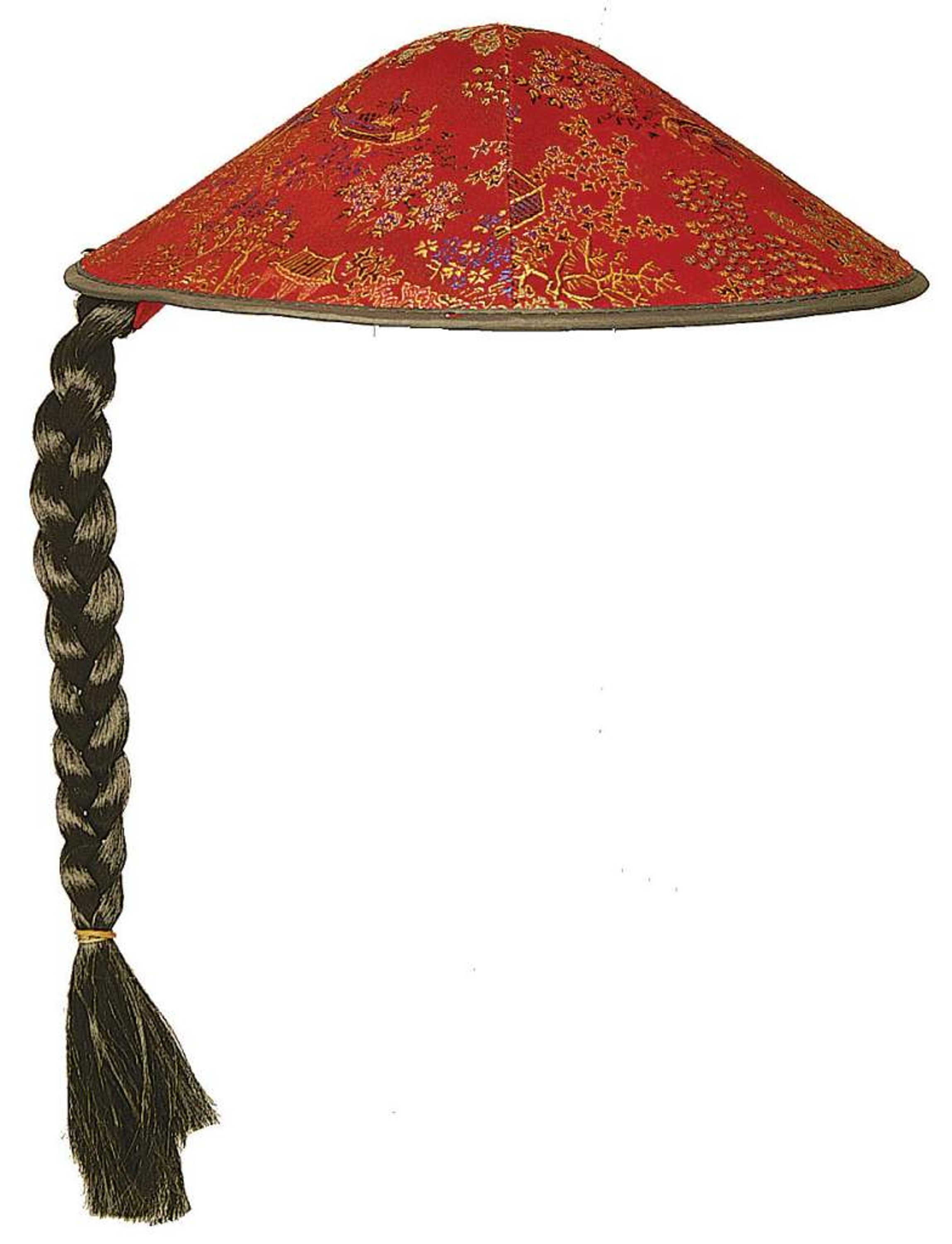 Chinesenhut mit Zopf rot | Festartikel Schlaudt GmbH Koblenz | Kostüme ...