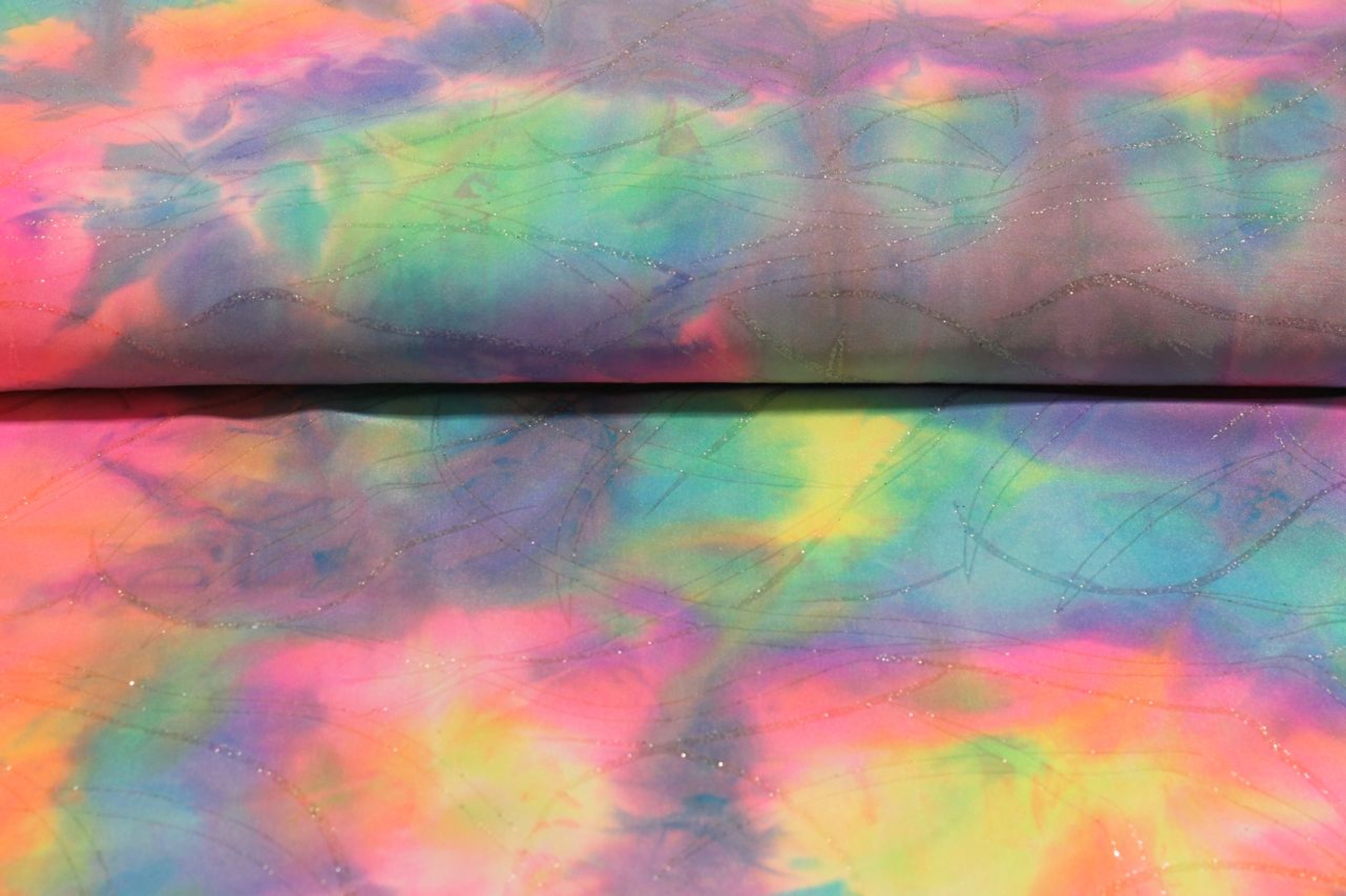 Lycra Batik bunt mit Glitter bei Festartikel Schlaudt Koblenz kaufen
