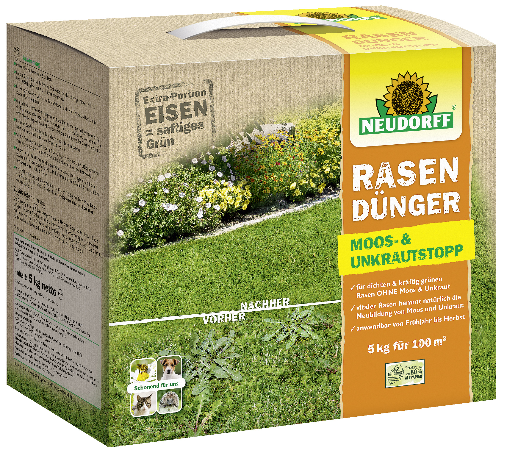 NEUDORFF RasenDünger Moos- & UnkrautStopp, 5 kg | Oleandershop