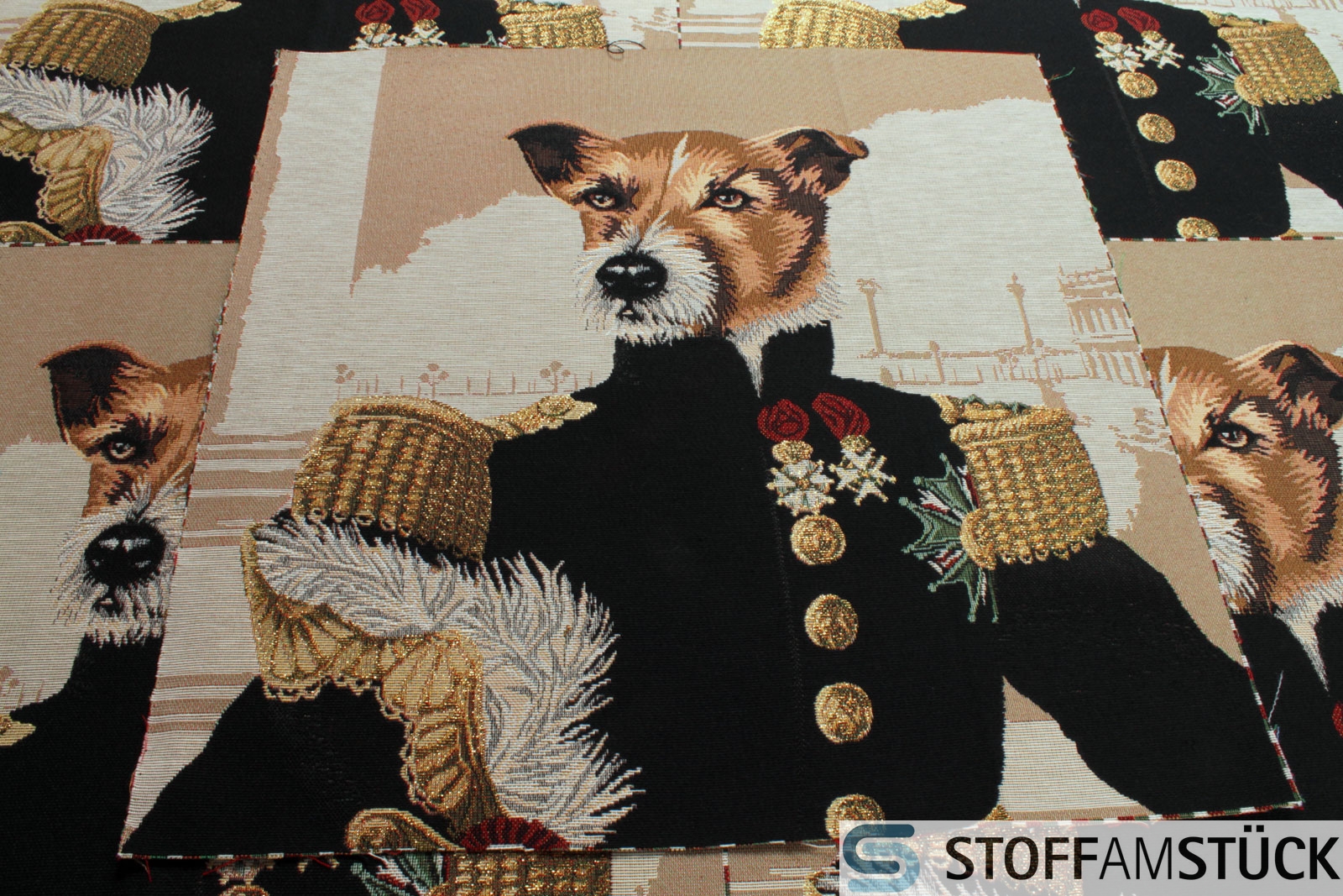 Kissen Panel Baumwolle / Polyester / Acryl Gobelin natur Terrier Jack ...