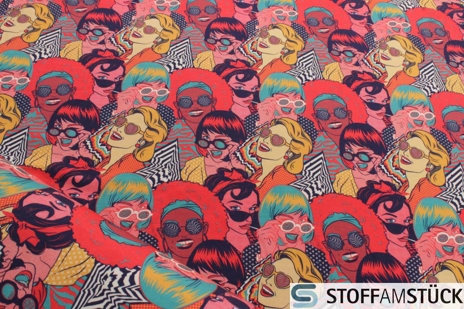 Baumwolle / Elastan French Terry Retro Girl | Stoff am Stück