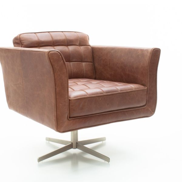 Ledersessel Braun Schwarz Weiß mit Edelstahl | SIX die möbelmarke aus ...