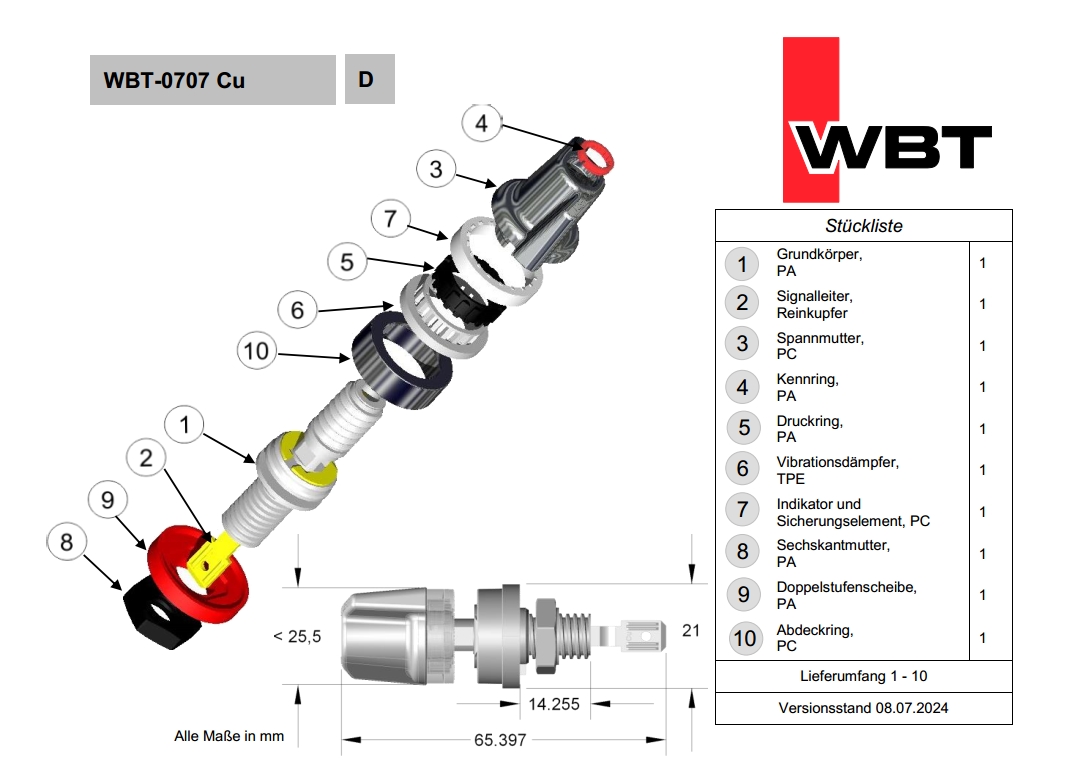 WBT 0707 Cu Nextgen Polklemme Mit Fl gelmutter Ohrenschmaus HiFi