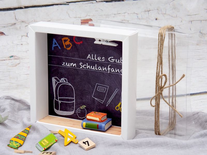Geldgeschenk Verpackung Schulanfang Einschulung Schule MIT NAMEN Schwarze Tafel