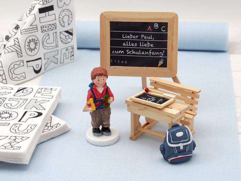 Tischdeko Schulanfang Einschulung Junge Schule Deko Personalisiert SET