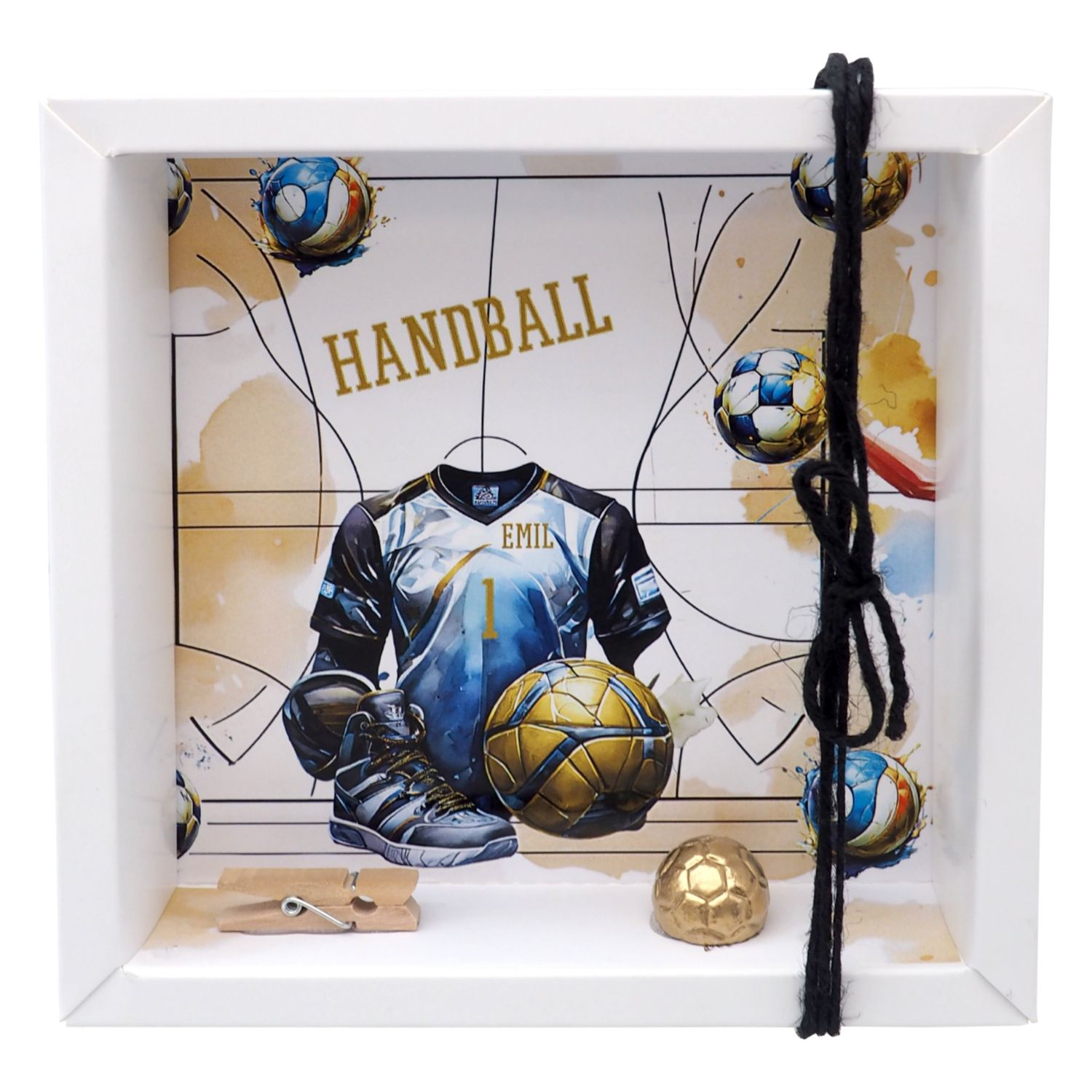 Geldgeschenk Handball personalisiert NAMEN + ZAHL Verpackung ...