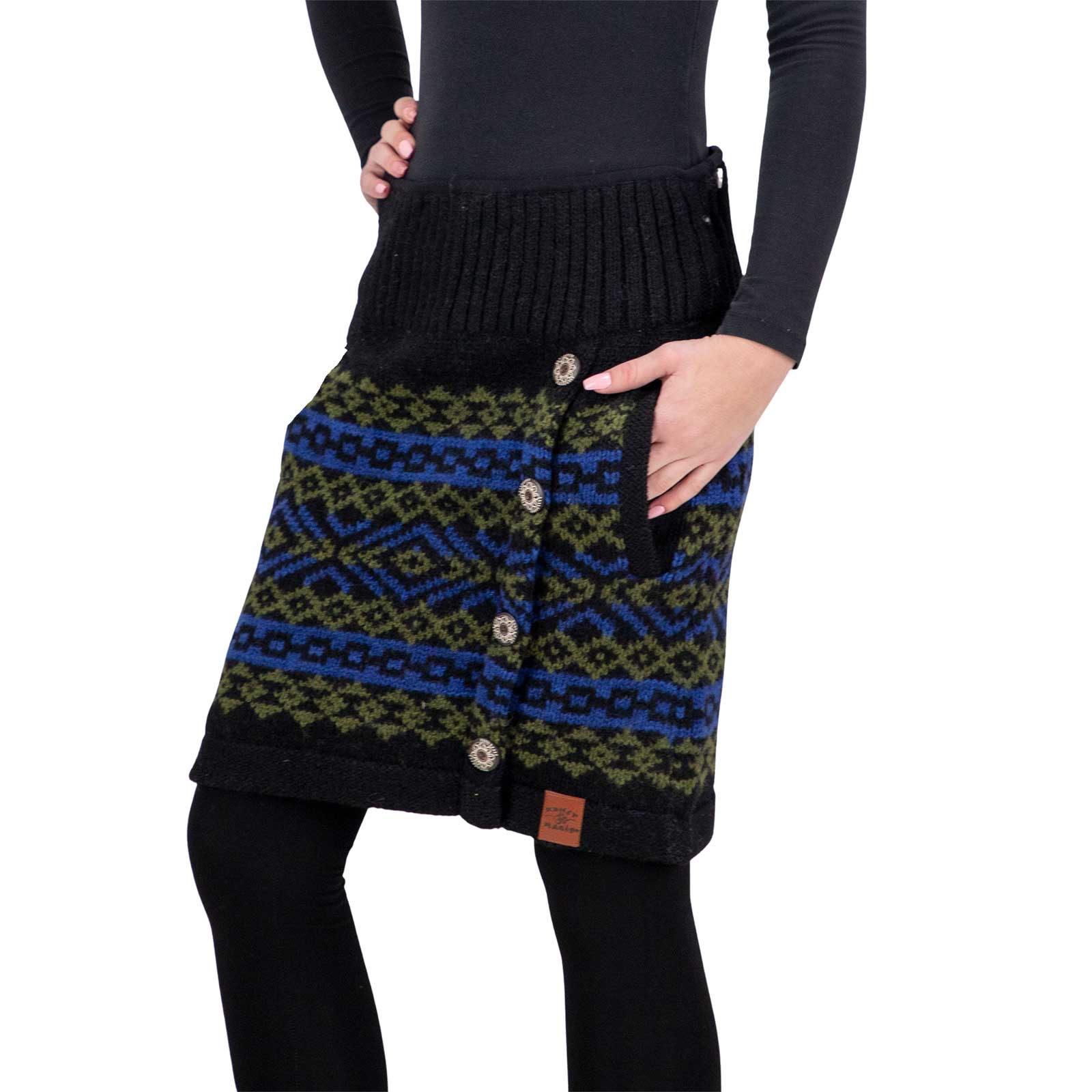 Bunter Strickrock kurzer Rock mit klassischem Muster Wolle gefüttert ...