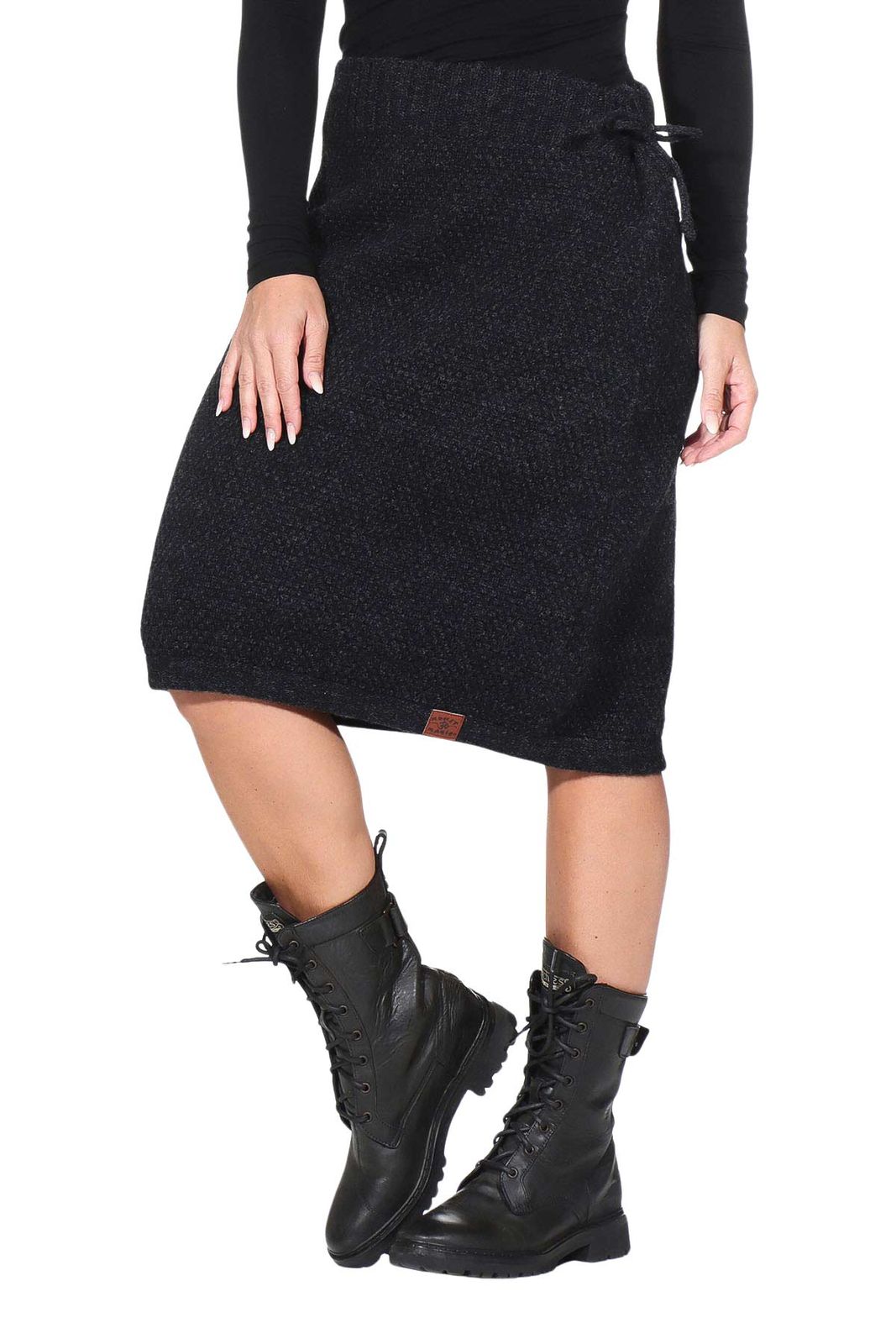 Langer Strickrock Winter Woll Rock mit klassischem Waffel-Muster Wolle ...