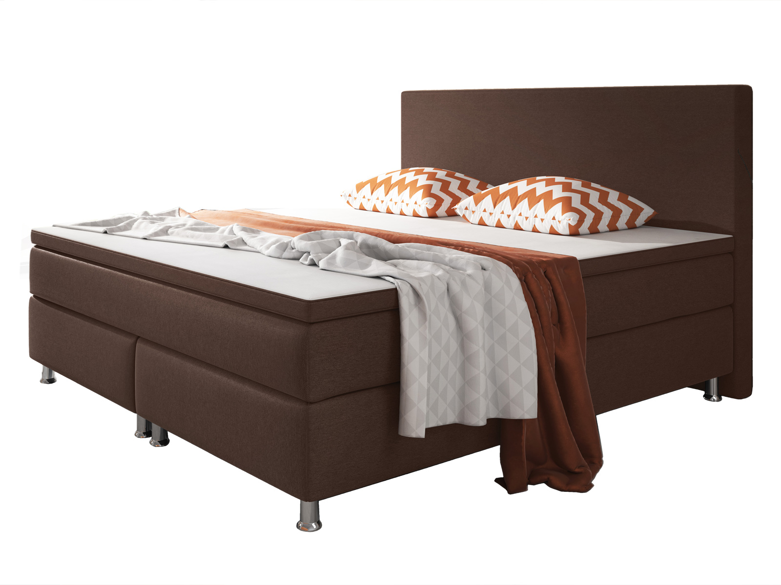 Boxspringbett Berlin 180x200 cm Webstoff Braun | plentyShop LTS