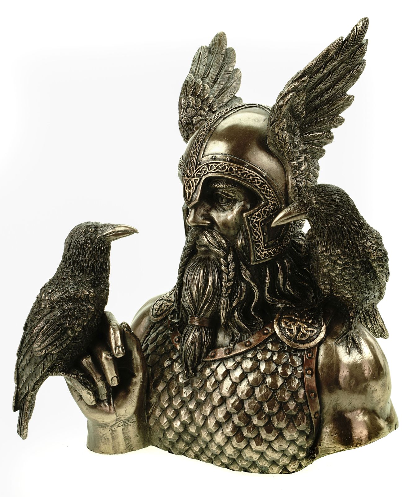 Veronese Odin Bust Odin with Ravens Hugin and Munin bronziert 23cm ...