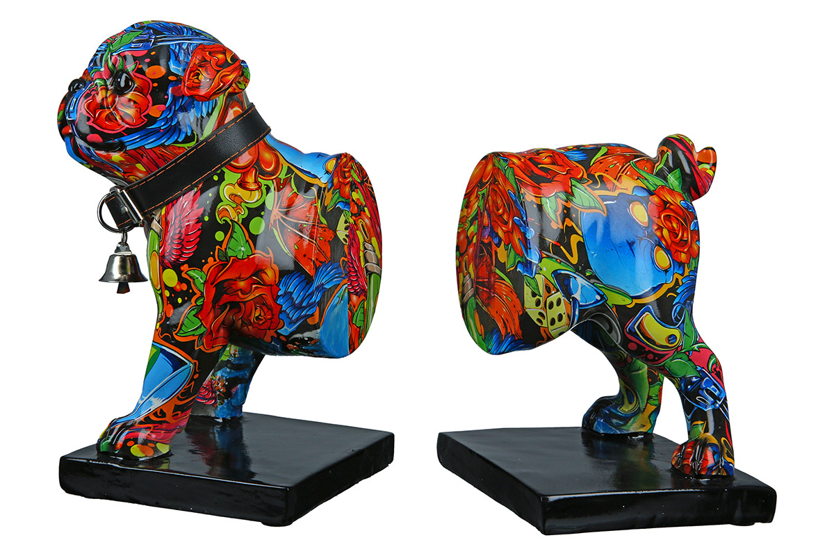 2er Set Buchstütze Mops Street Art Urban Graffiti Hund modern | Tolle ...