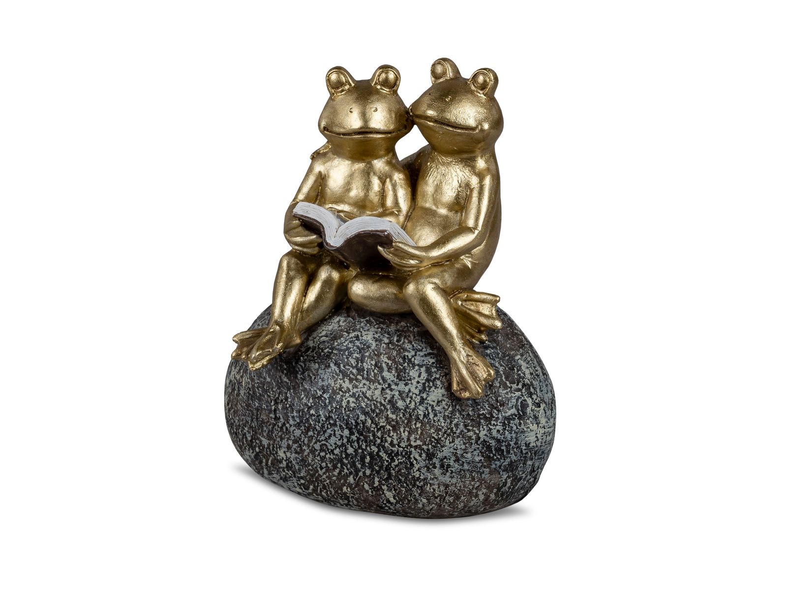 formano Dekofigur Froschpaar auf Stein gold 13x16cm Skulptur Frogs ...
