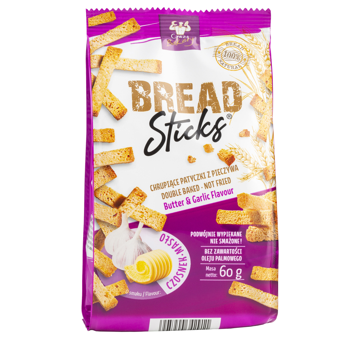 Crazy Bakery Bread Sticks mit dem Knoblauch Butter Geschmack 60g | Mega ...