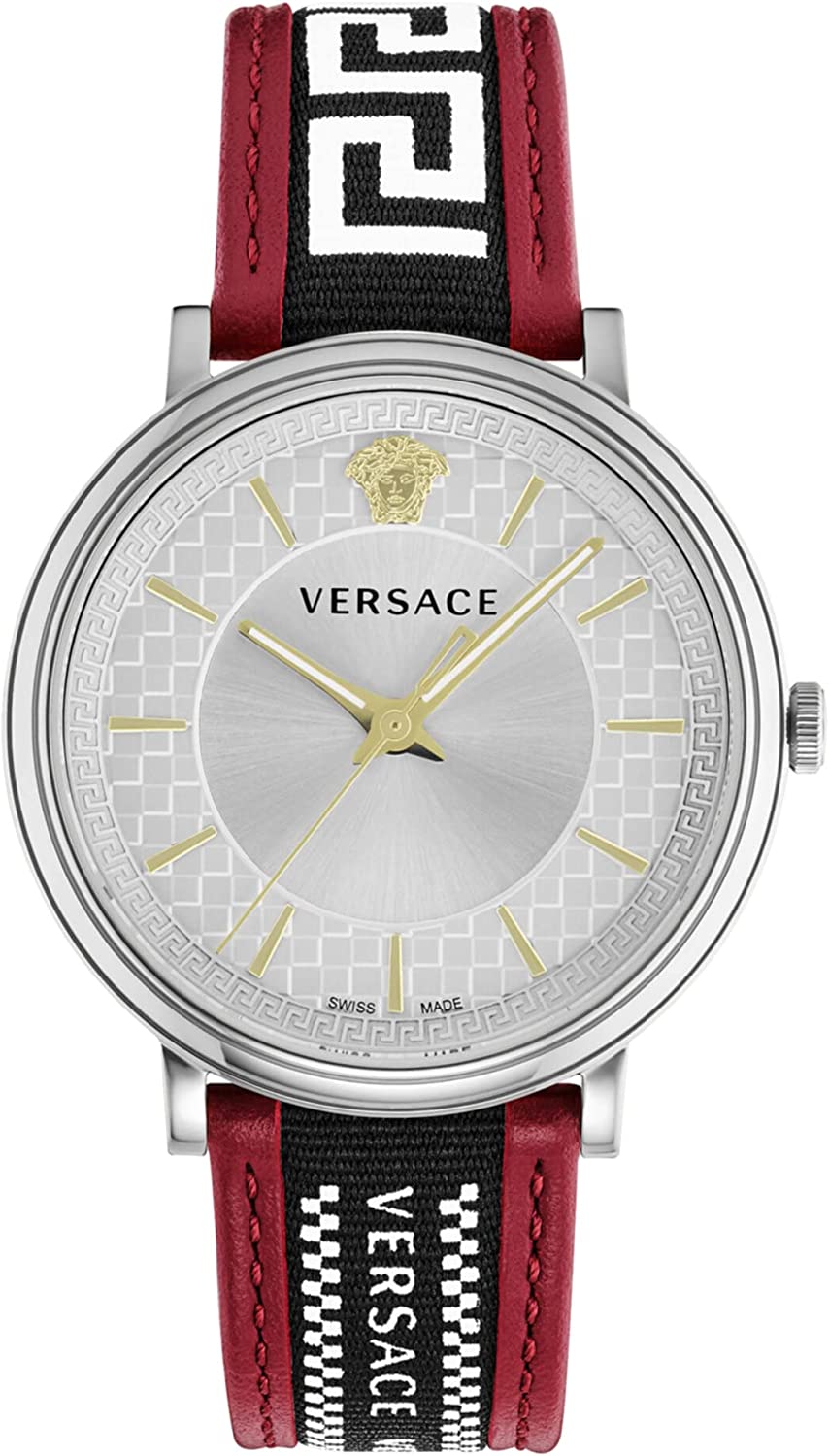 Versace VE5A01421 V-Circle Greca Edition silber rot schwarz weiss Herren Uhr NEU | PetaTime.de ...