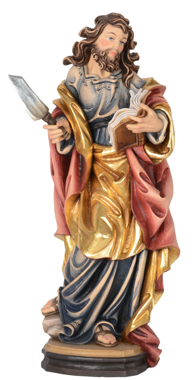 Heiliger Bartholomäus Apostel Heiligenfigur Holz geschnitzt Schutzpatron