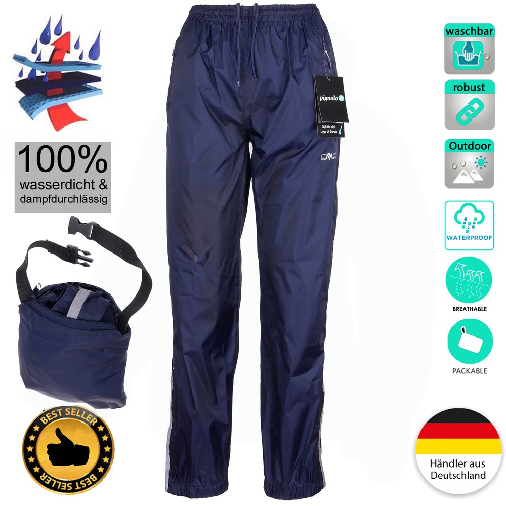 Damen Hose Outdoor Regenhose Schwarz Matschhose Wasserdicht