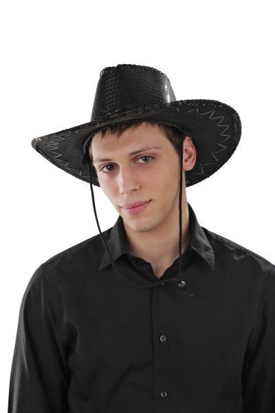 Cowboy Paillettenhut Pailletten Hut Cowboyhut Schwarz schwarzer ...