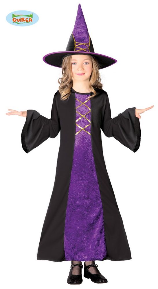 lila Kinder Hexe mit Hut Hexenkostüm Gr. 110-146 | FaschingShop24