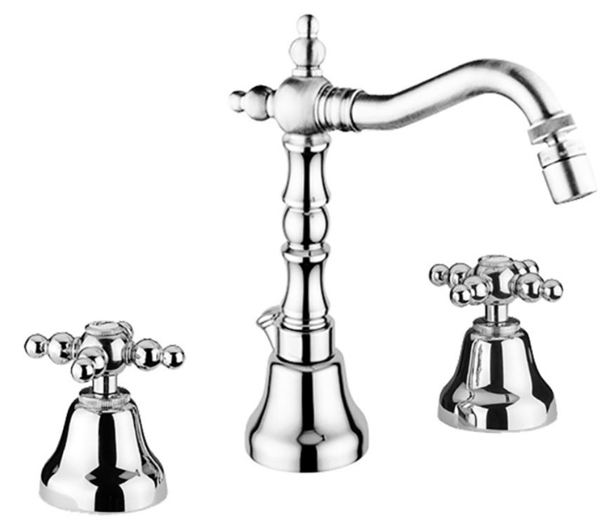 Art Nouveau Retro Washbasin Bidget Three Hole Mixer Silver Luxury 