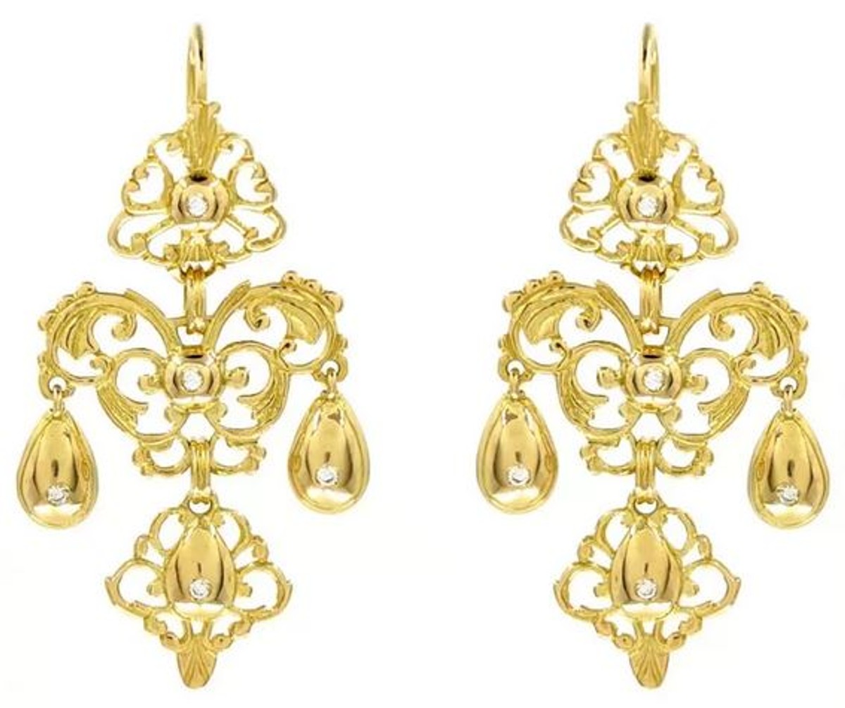 Casa Padrino Luxus Damen Ohrringe - Handgefertigte 19,2 Karat Gold ...