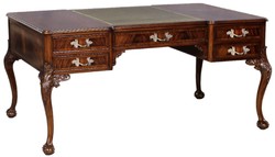 Casa Padrino luxury baroque desk dark brown / silver / gray / gold ...