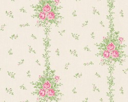 Casa Padrino Barock Vliestapete Cremefarben / Grün / Rosa - Barockstil ...