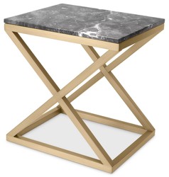 Casa Padrino luxury side table brass gray 56 x 46 x H. 59 cm Rectangular stainless steel table with marble top Living room furniture Luxury furniture Luxury living room furnishings Casa Padrino