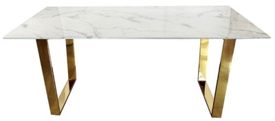 Casa Padrino luxury dining table white gold 160 x 80 x H. 75 cm Dining room table with faux marble top Dining room furniture Luxury furniture Luxury furnishings Casa Padrino