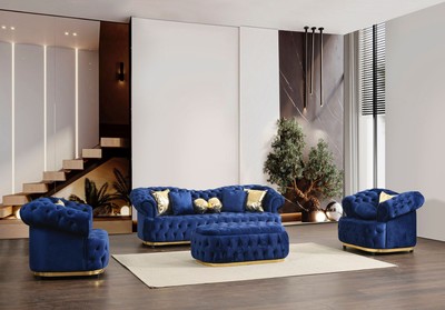 Blue crushed velvet sofa store