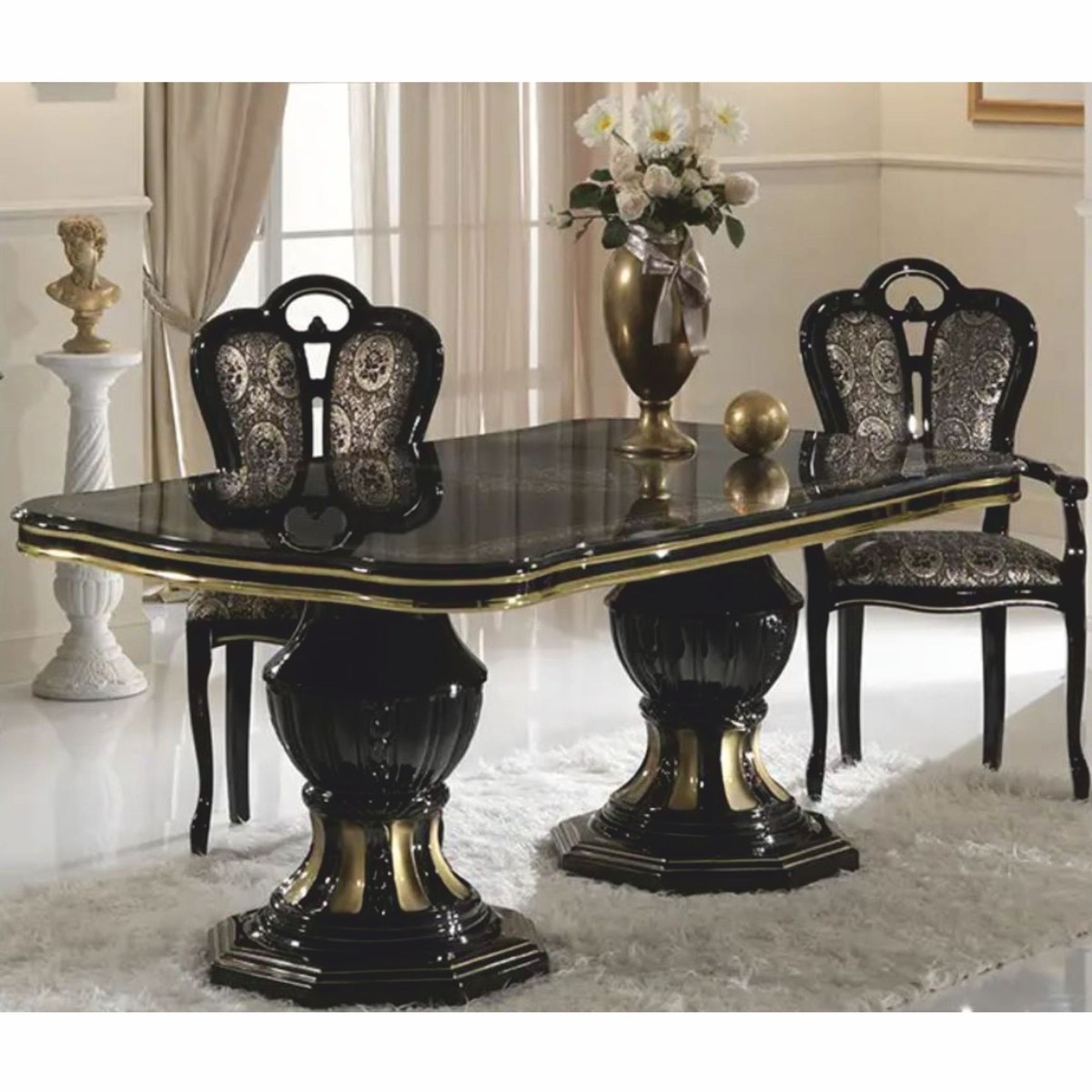 Casa Padrino Luxury Baroque Dining Room Set Black / Gold - 1 Dining ...