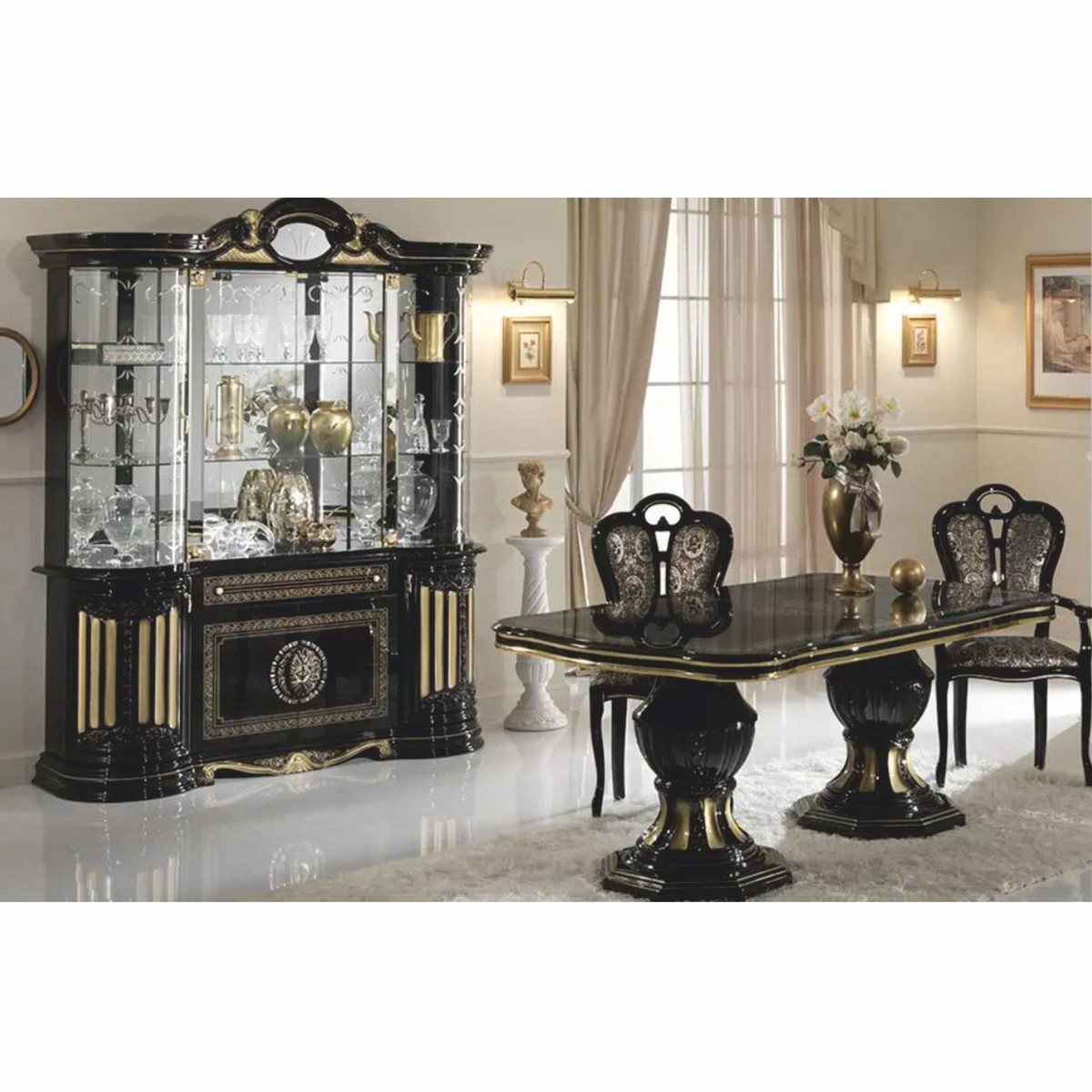 Casa Padrino Luxury Baroque Dining Room Set Black / Gold - 1 Dining ...