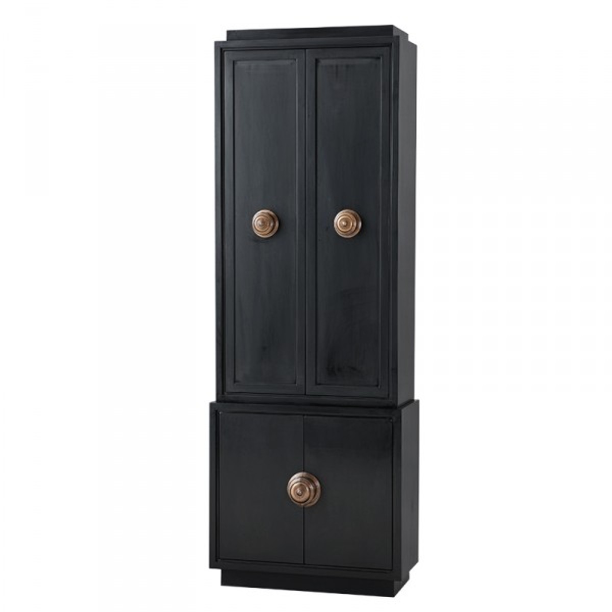Casa Padrino Luxury Cabinet Black Solid Wood Brass Handles Living 