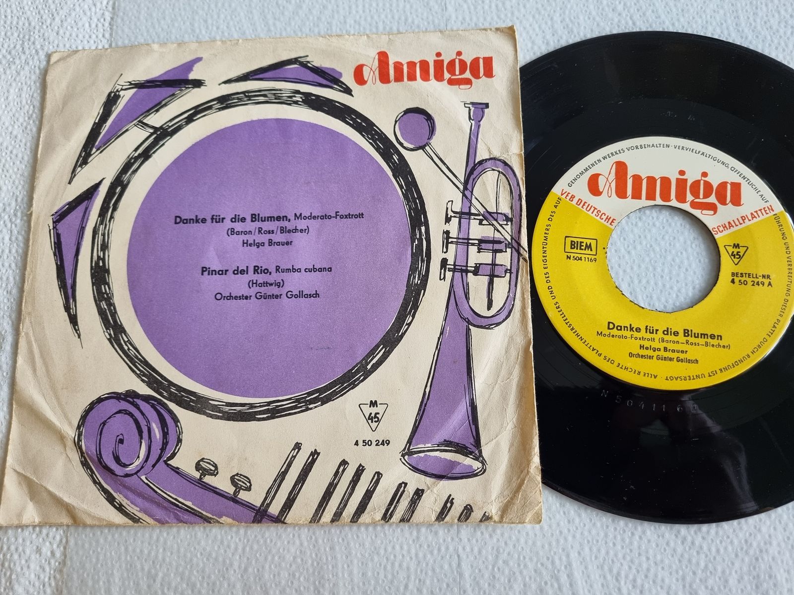 Helga Brauer-Danke für die Blumen 7'' Vinyl Amiga Schallplatten