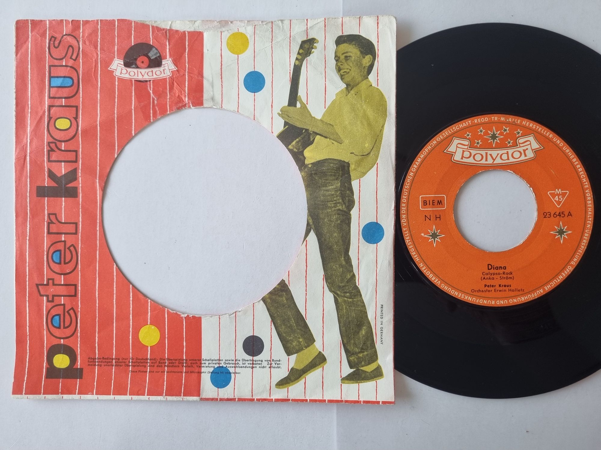Peter Kraus-Diana 7'' Vinyl Germany/ CV Paul Anka Schallplatten
