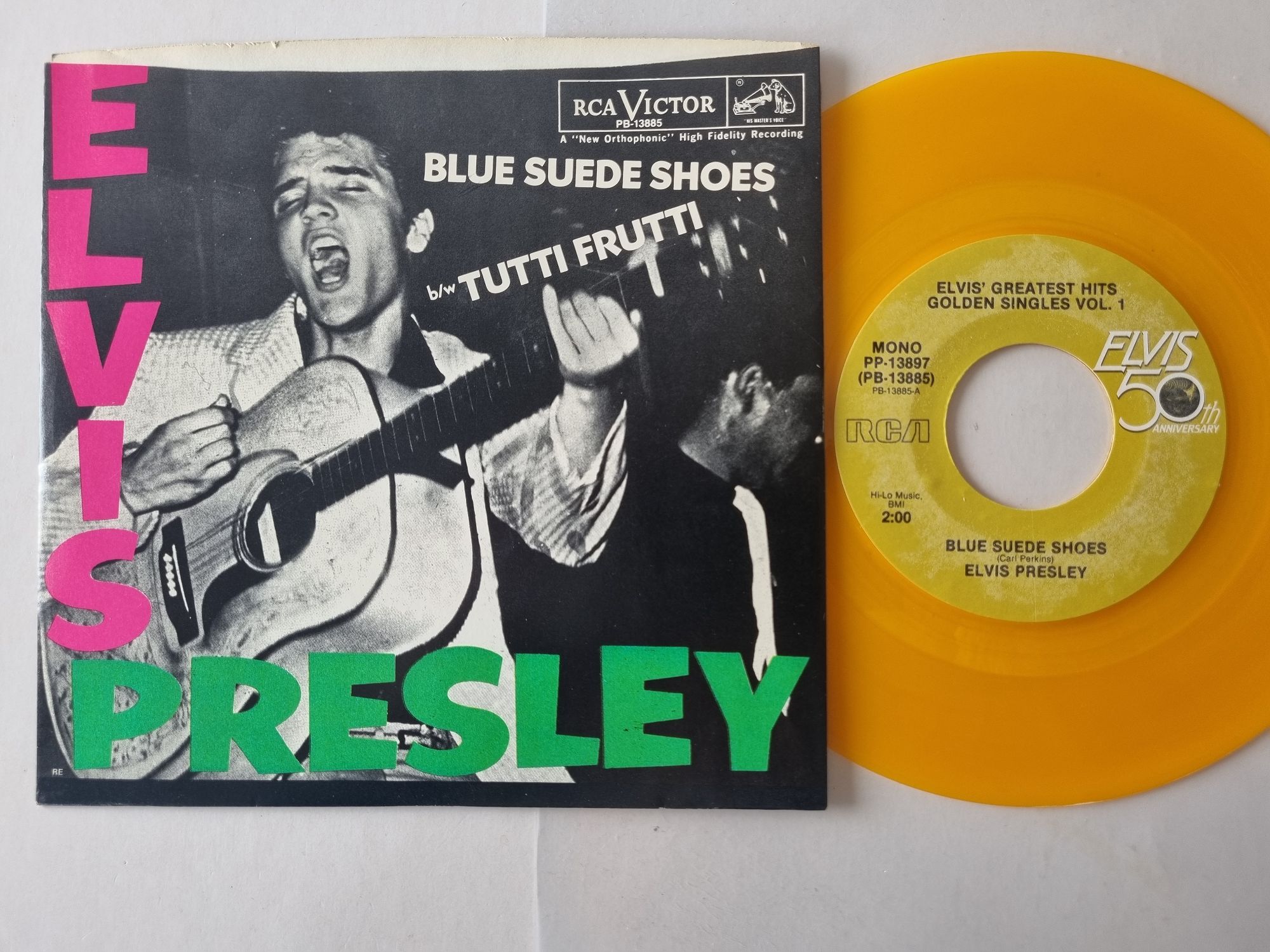 Elvis Presley-Blue Suede Shoes/ Tutti Frutti 7'' US GOLDEN/ ORANGE VIN