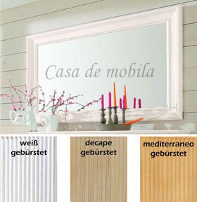 Wandspiegel HIDDENSEE 150x100x7cm Pinie massiv weiß decape sandfarbe ...