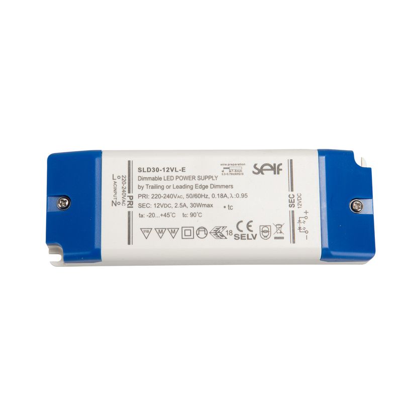 Triac dimmable SLD30-12VL SELF-E 12 V / DC / 0-2.5 A 2.5 A 30 W IP20 dimmable | ledtech-shop.com