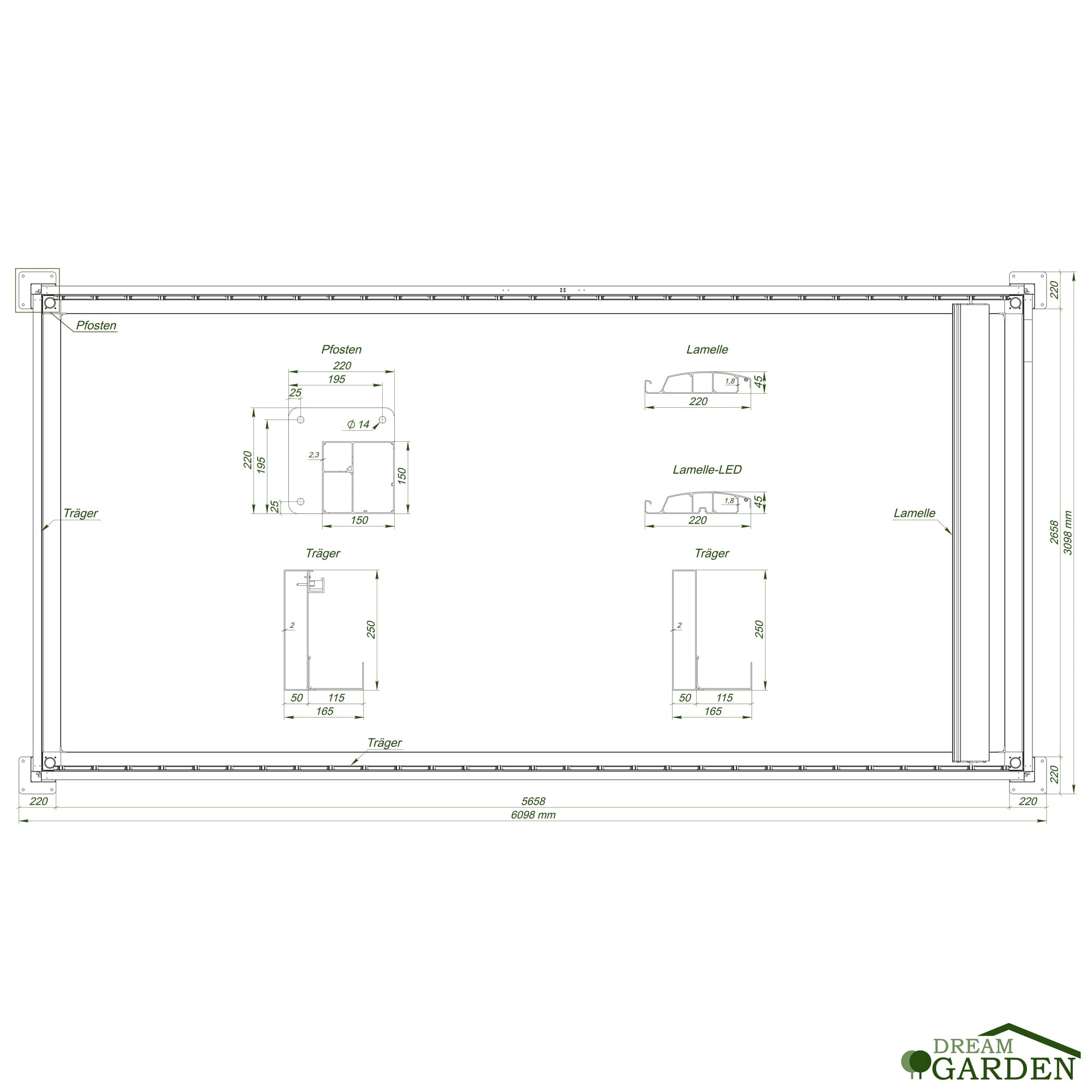 Dreamgarden Pergola 6 X 3 X 2 7 M Verona Elektrisch Wei Lamellendach Dreamgarden Pergola 6 X 3 X 2 7 M Verona Elektrisch Wei Lamellendach