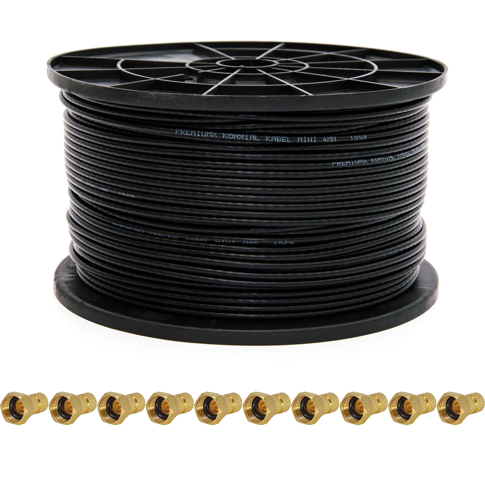 Premium X 50m Sat Koaxial Mini Kabel 90dB 2-Fach geschirmt 4mm Dünnes ...