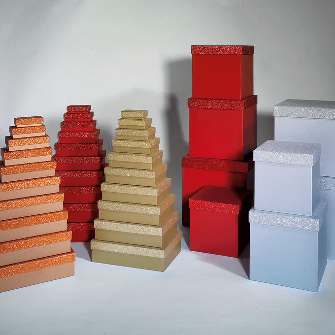 Boîtes cadeau en carton, rouges, 10 él. | DecoWoerner