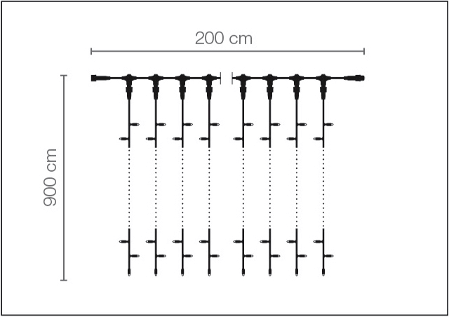LED professional light curtain system IP67, 900 cm without supply line ...