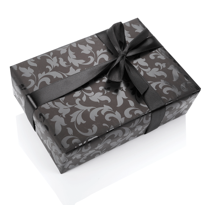 Sustainable Black Wrapping Paper with Glossy Vine Pattern - 50 m ...
